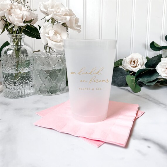 We Decided on Forever Frosted Wedding Cups, Modern Wedding Cups, Fancy ...