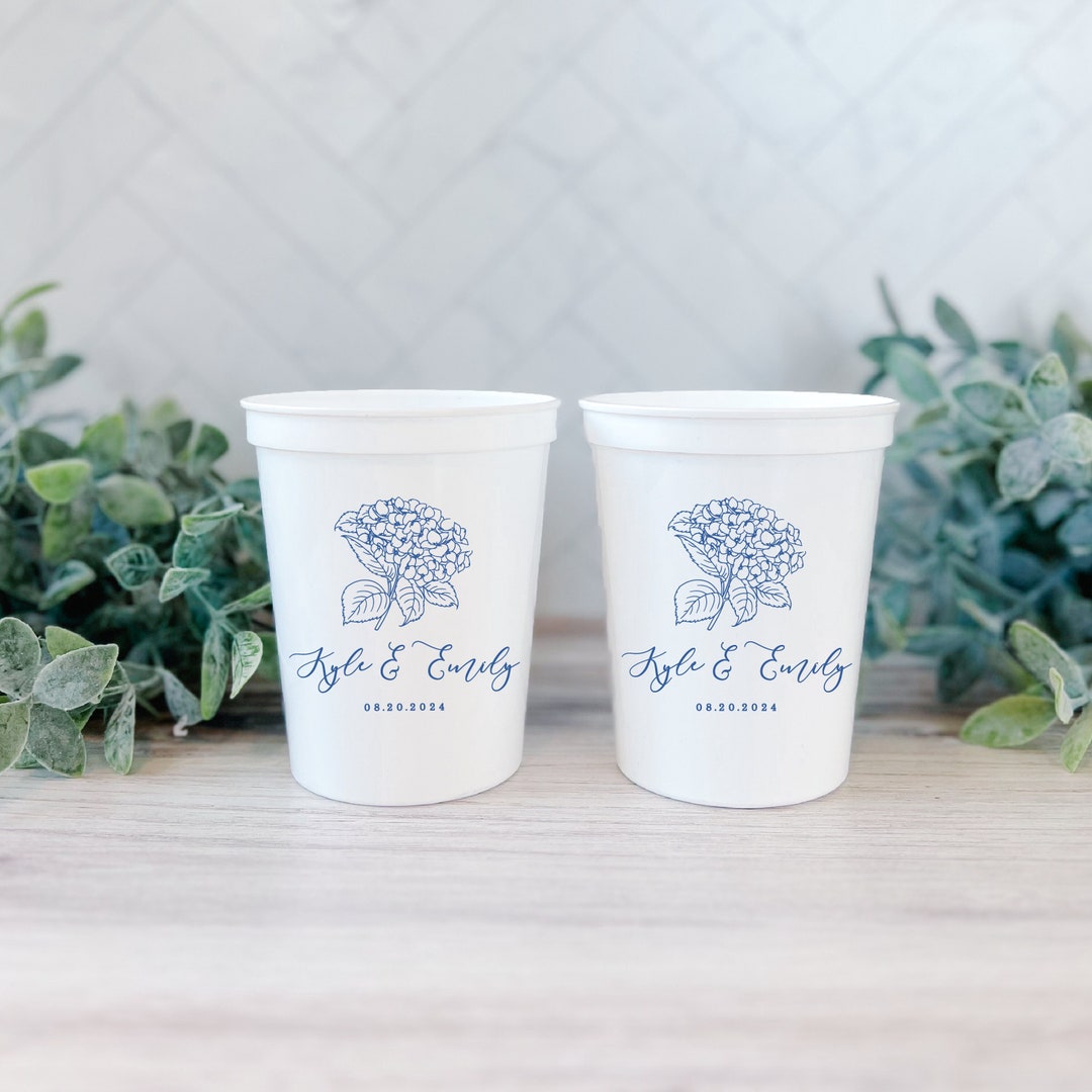 Summer Hydrangea Wedding Stadium Plastic Cups, Wedding Stadium Cups ...