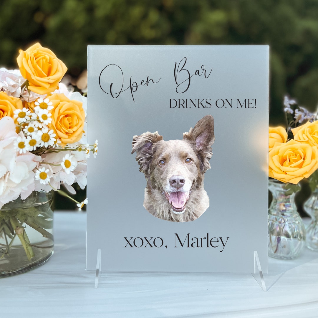 Dog Open Bar Acrylic Sign, Two Dog Signature Drink Bar Menu, Pet ...