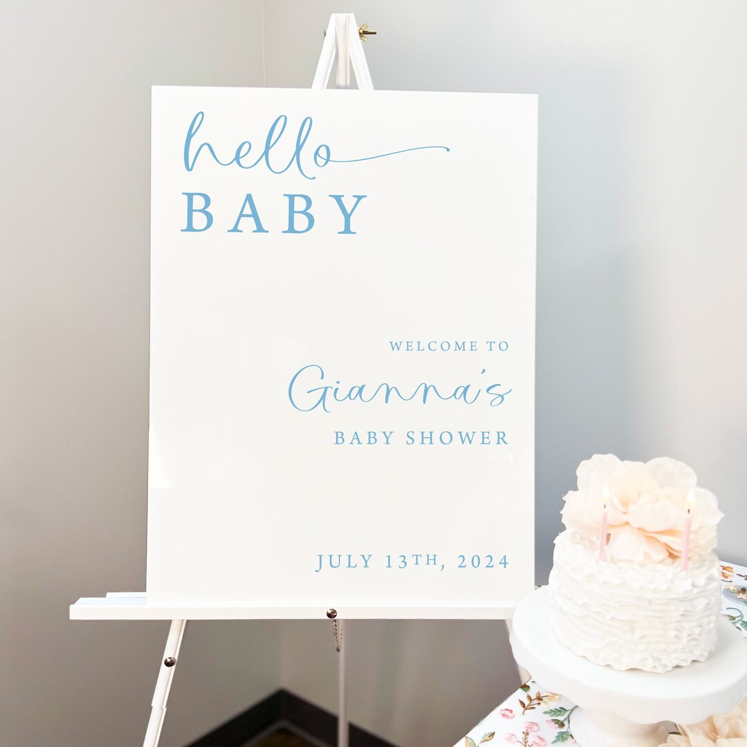 Modern Hello Baby Personalized Baby Shower Acrylic Sign, Acrylic Baby ...