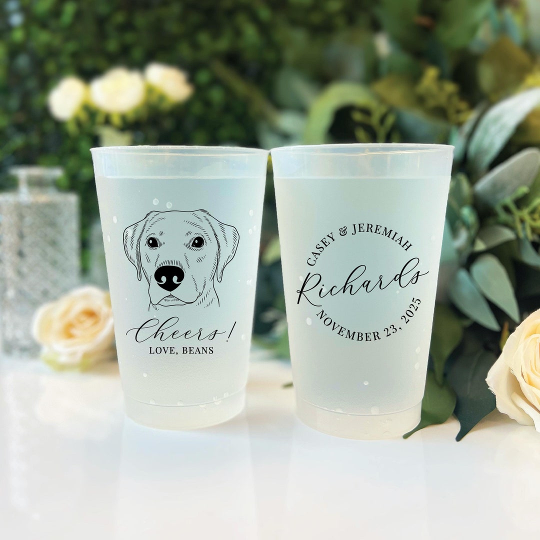 Custom Illustrated Pet Frosted Wedding Cups, Modern Wedding Cups ...