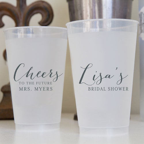 Personalized Bridal Shower Frosted Plastic Cups Cheers - Etsy