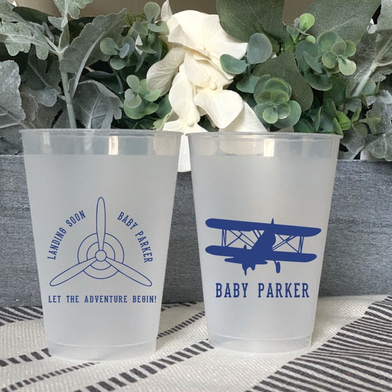 Landing Soon Airplane Baby Shower Personalized Shatterproof Cups | Baby ...