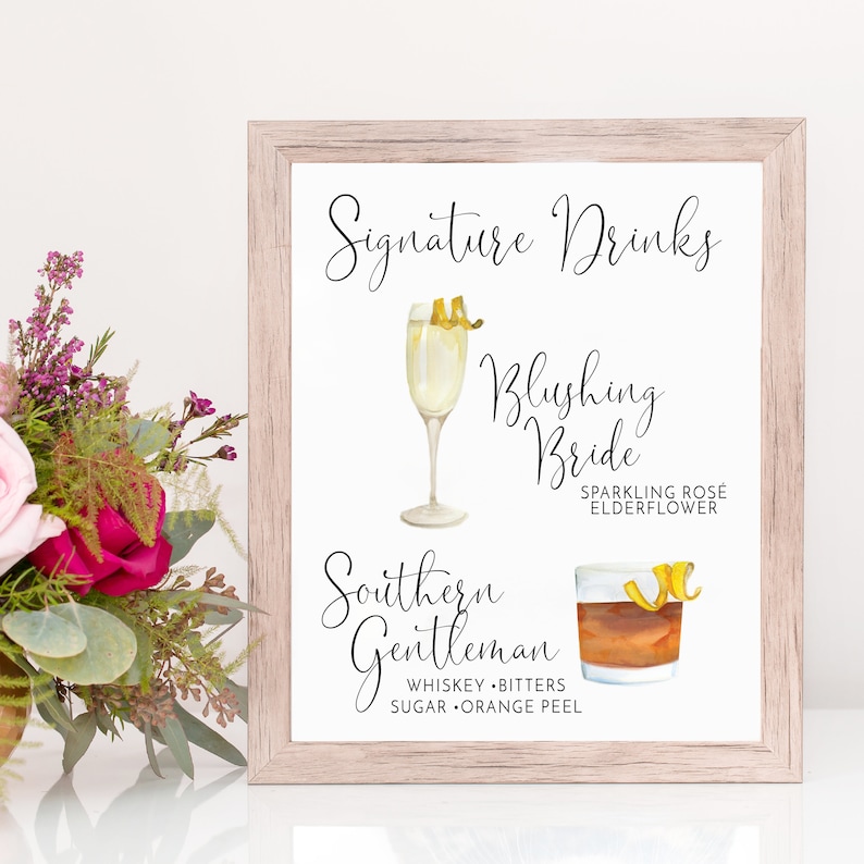 Signature Cocktails Sign Signature Drink Bar Menu Wedding - Etsy