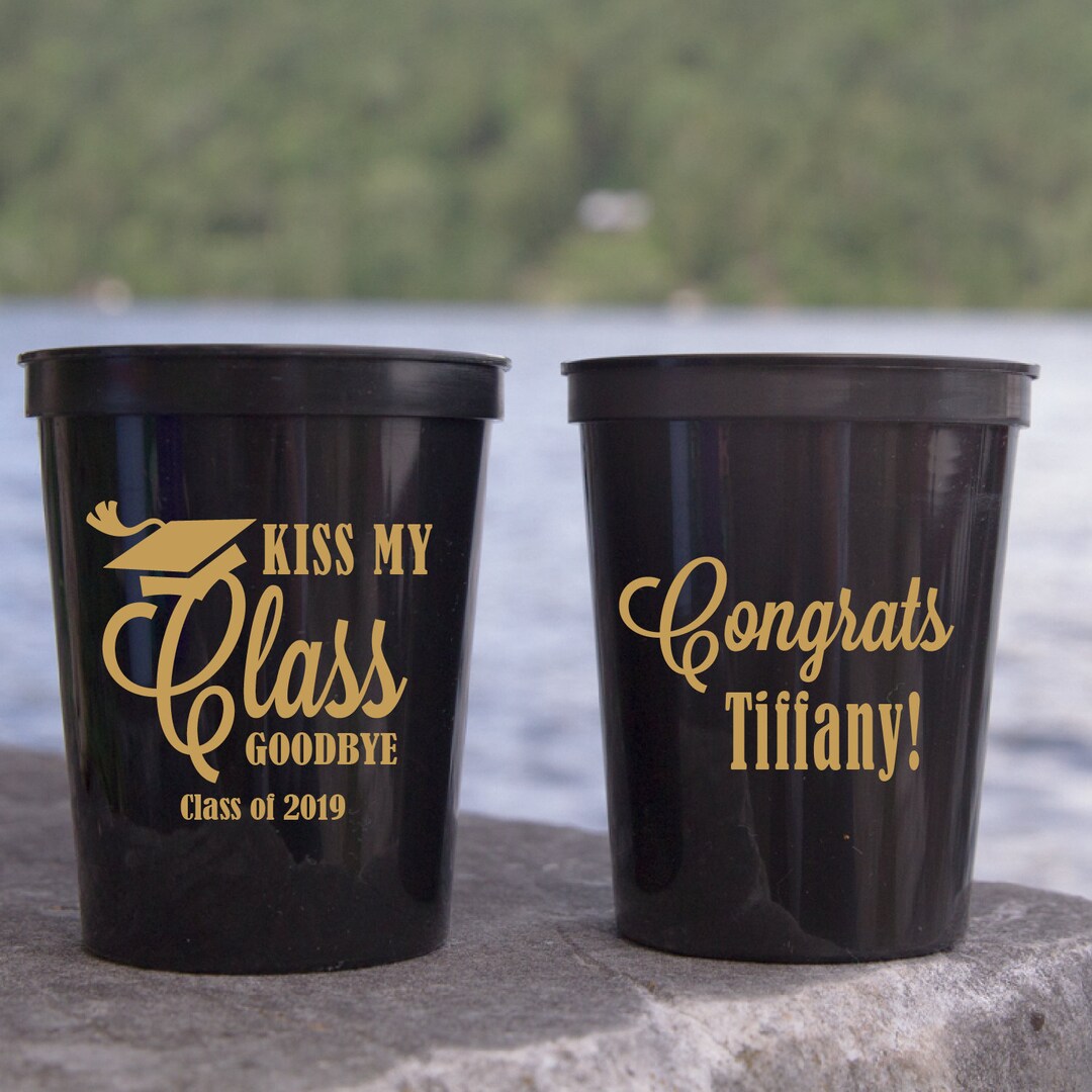 Kiss My Class Goodbye Stadium Plastic Cups Graduation Favor Stadium ...