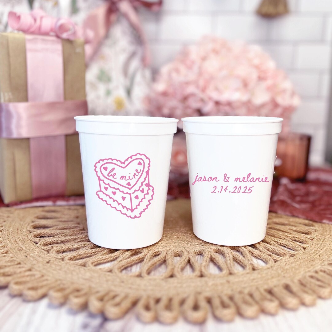Be Mine Doodle Art Valentine's Stadium Cups, Wedding Stadium Cups ...