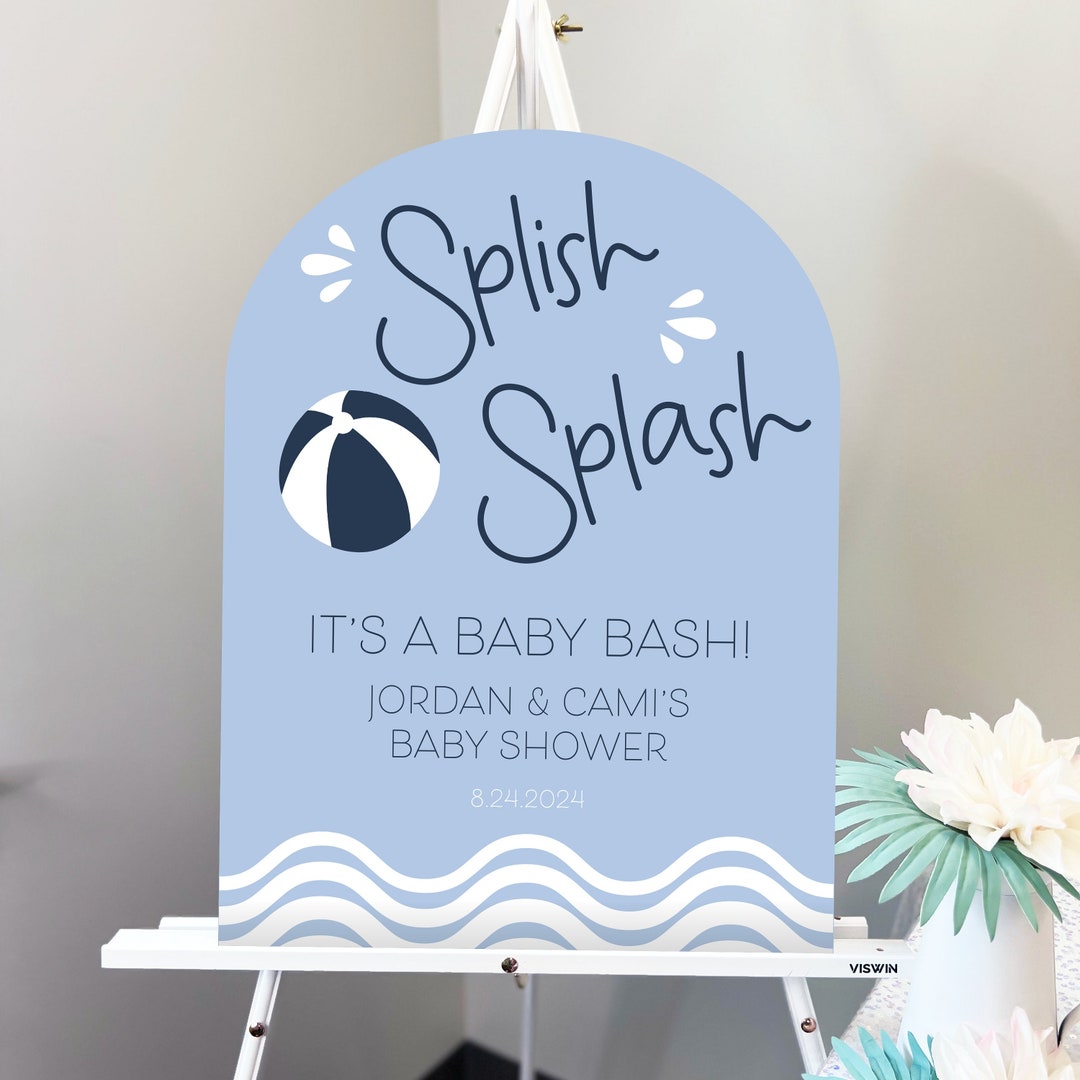 Splish Splash Pool Theme Personalized Baby Shower Acrylic Sign, Acrylic ...