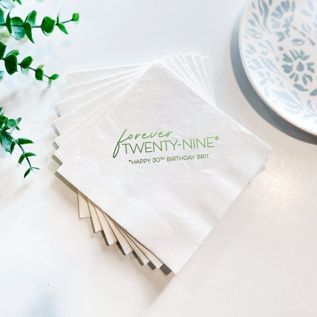 Forever Twenty-nine 30th Birthday Personalized Napkins 30th - Etsy