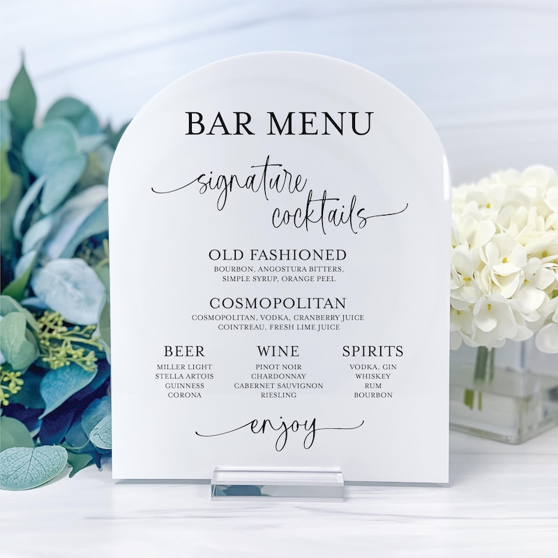 Acrylic Menus - Etsy