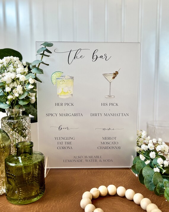 Bar Menu Sign With Custom Signature Drinks Acrylic Sign - Etsy