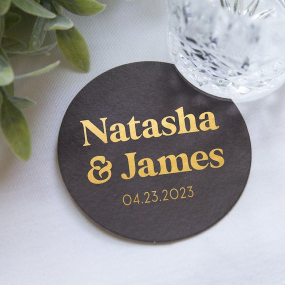 Personalized First Name Wedding Reception Coasters - Black Coaster by ...