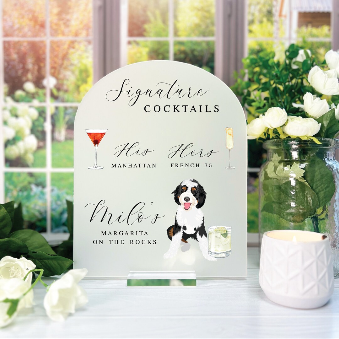 Custom Illustrated Pet Arched Bar Sign Pet Bar Menu, Custom Wedding Bar ...