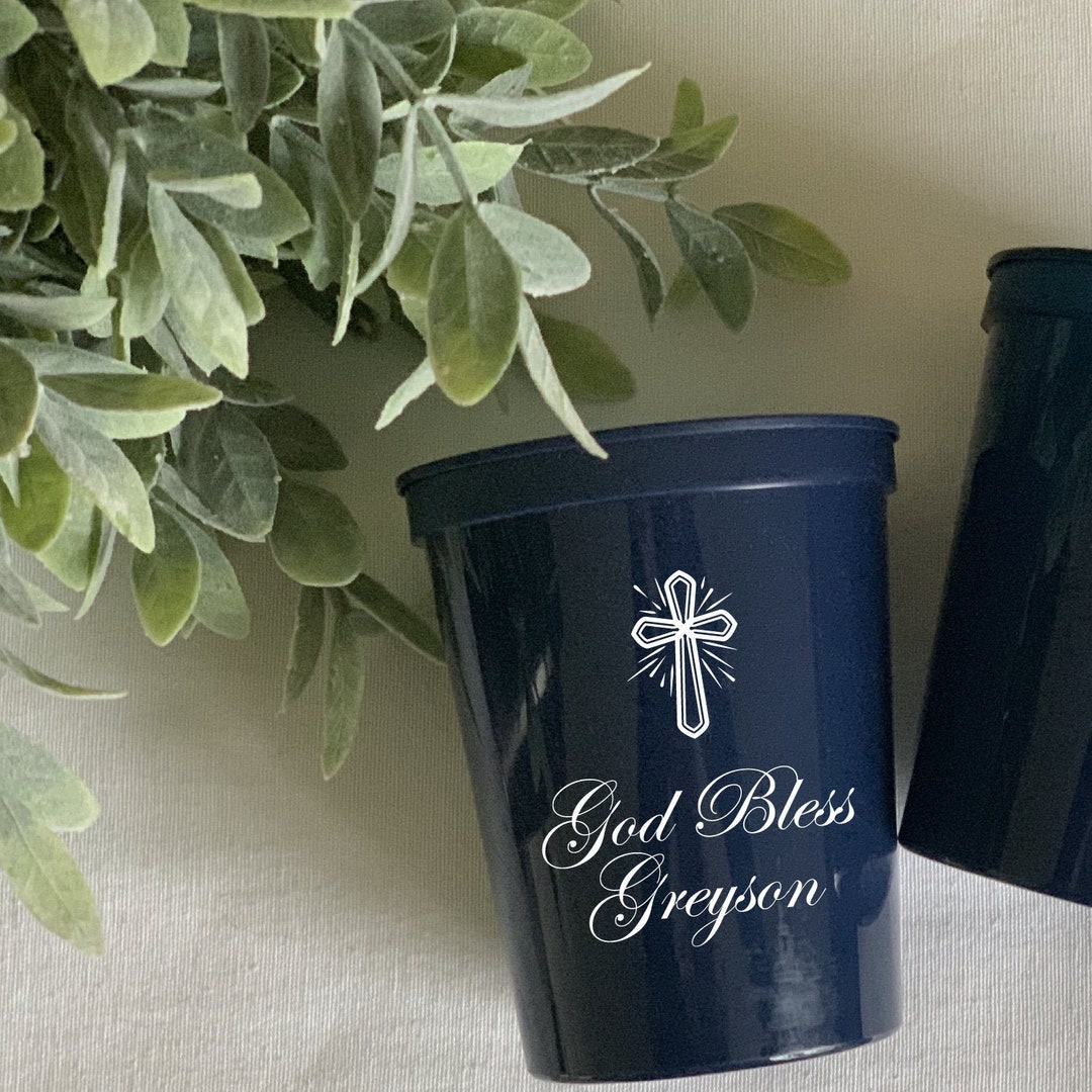 God Bless Personalized Christening/baptism Stadium Cups, Personalized ...
