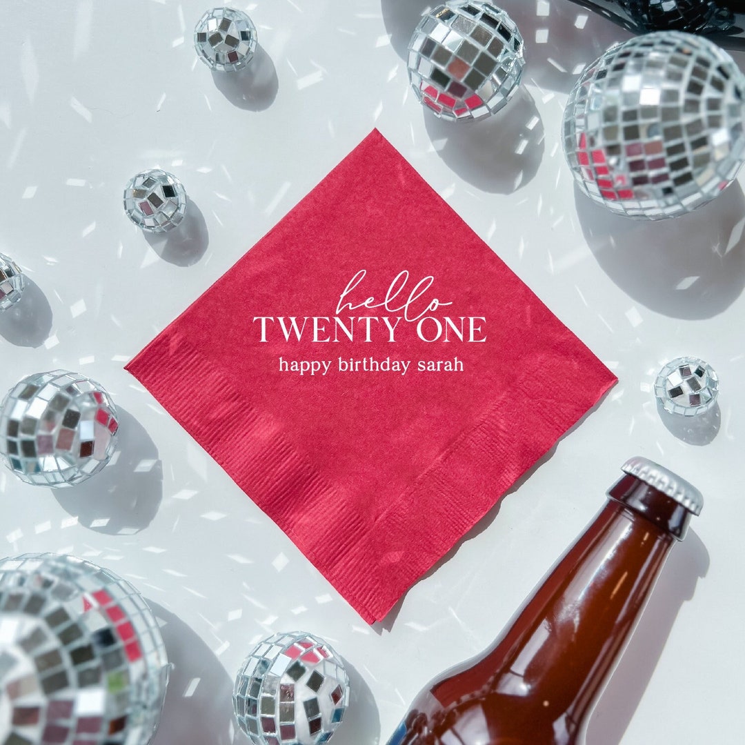 Hello Twenty One 21st Birthday Personalized Napkins, 21st Birthday ...