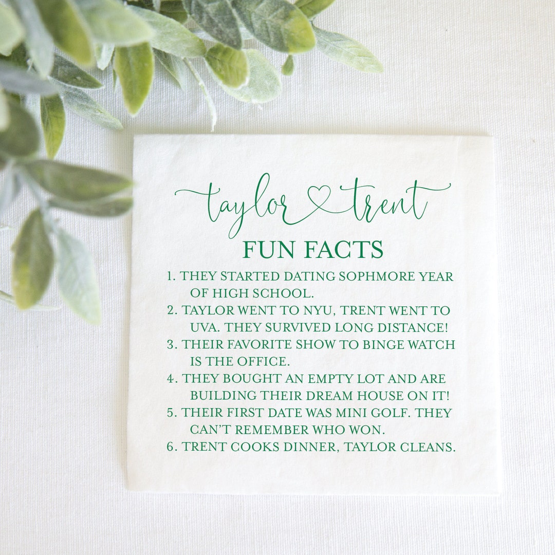 Fun Fact Wedding Napkins Bridal Shower Napkins Rehearsal Dinner fun-fact-wedding-napkins-bridal-shower-napkins-rehearsal-dinner