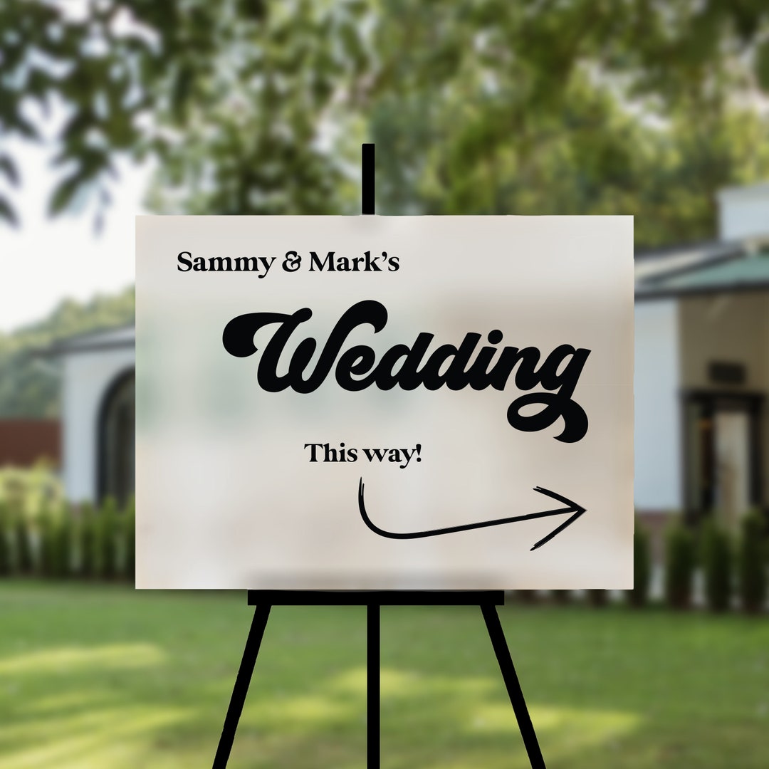 Retro Directional Wedding Ceremony Sign, Wedding Acrylic Sign, Wedding ...