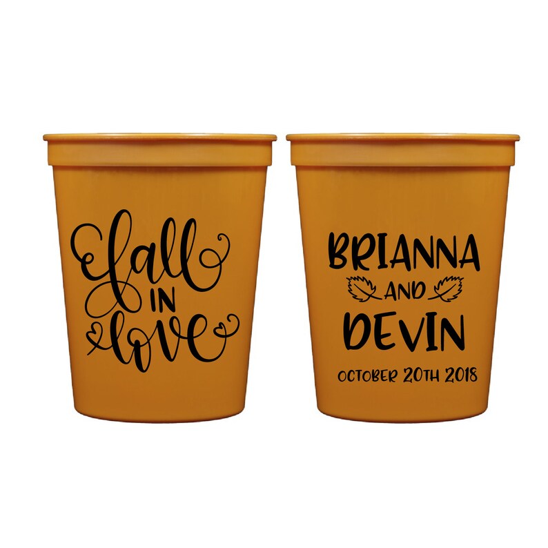 Fall in Love Personalized Stadium Plastic Cups Engagement | Etsy