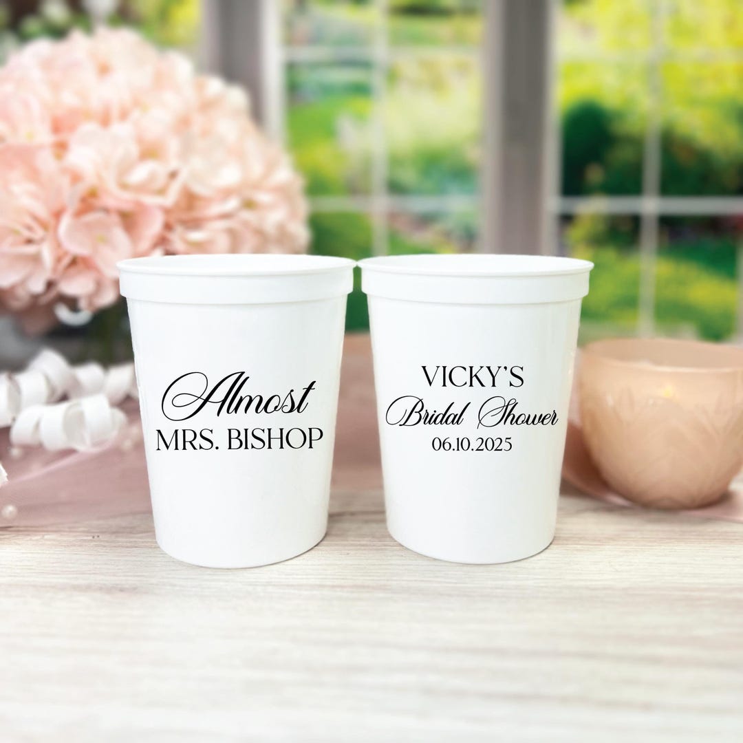 Bridal Shower Cups: Custom Almost Mrs Design (reusable, 16oz or 22oz ...