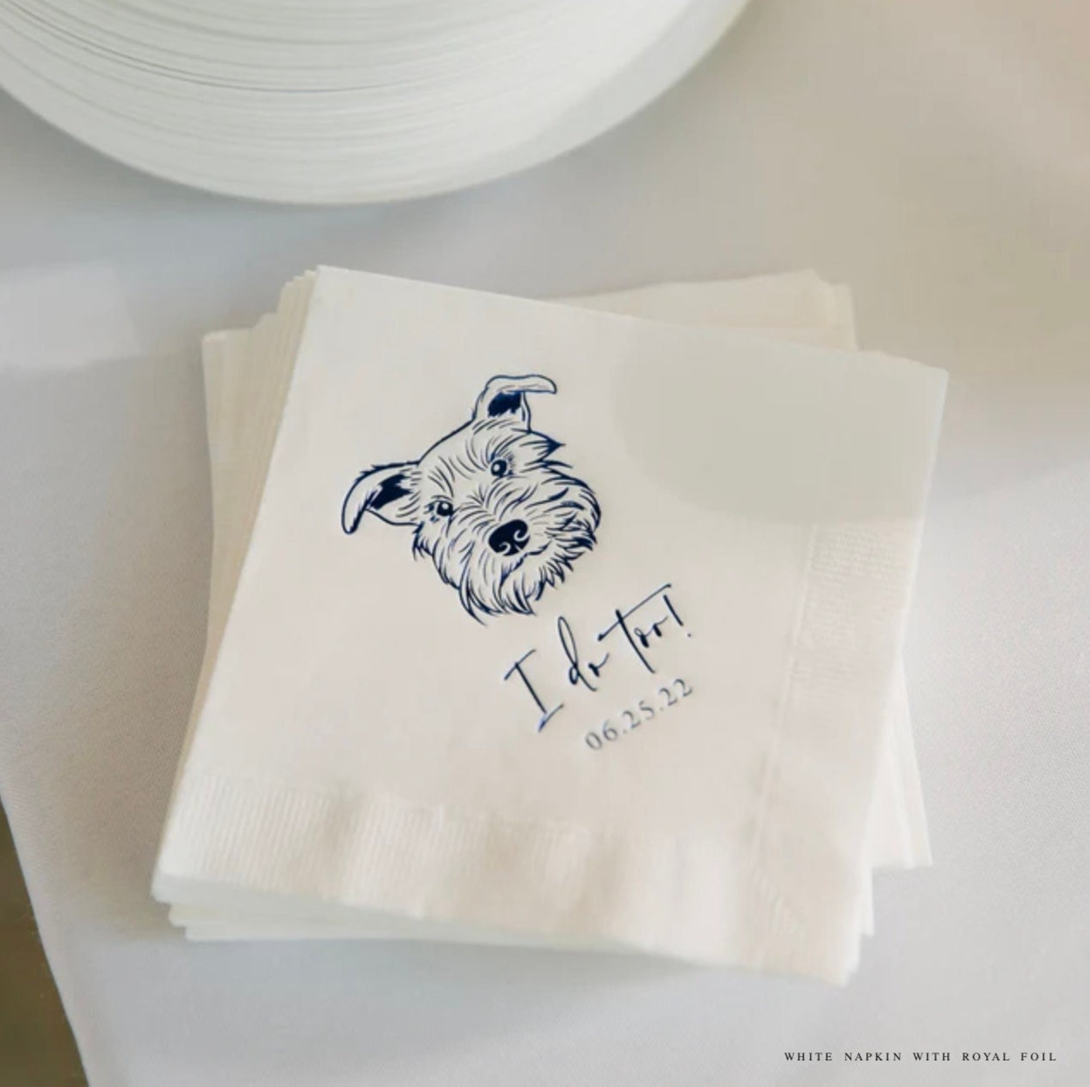 Custom Illustrated Dog Wedding Napkins Bridal Shower - Etsy