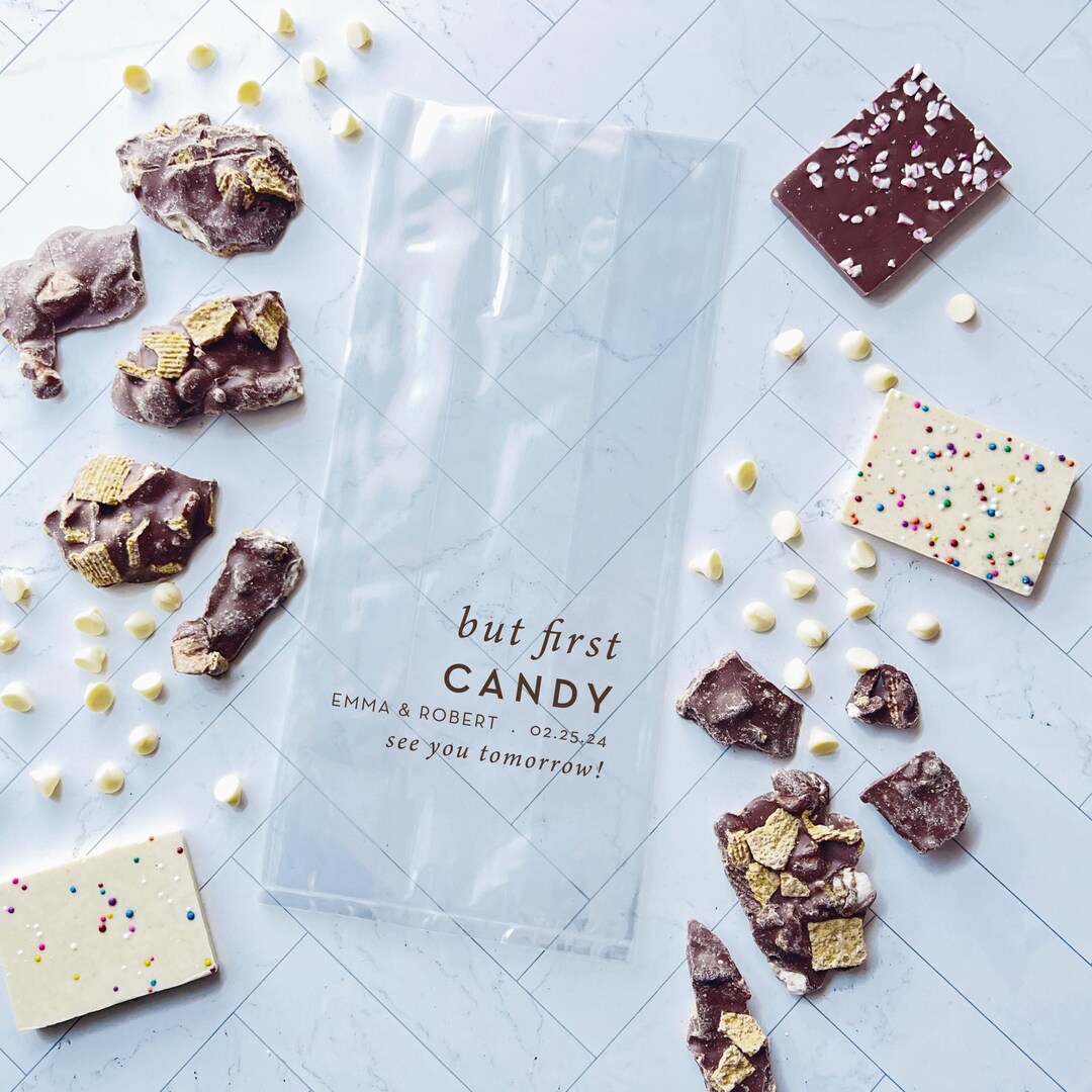 But First Candy Wedding Favor Bags – Personalized Cellophane Bags ...