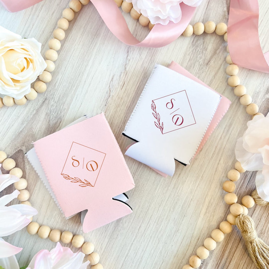 Monogrammed Wedding Reception Bar Can Coolers, Personalized Wedding Can ...