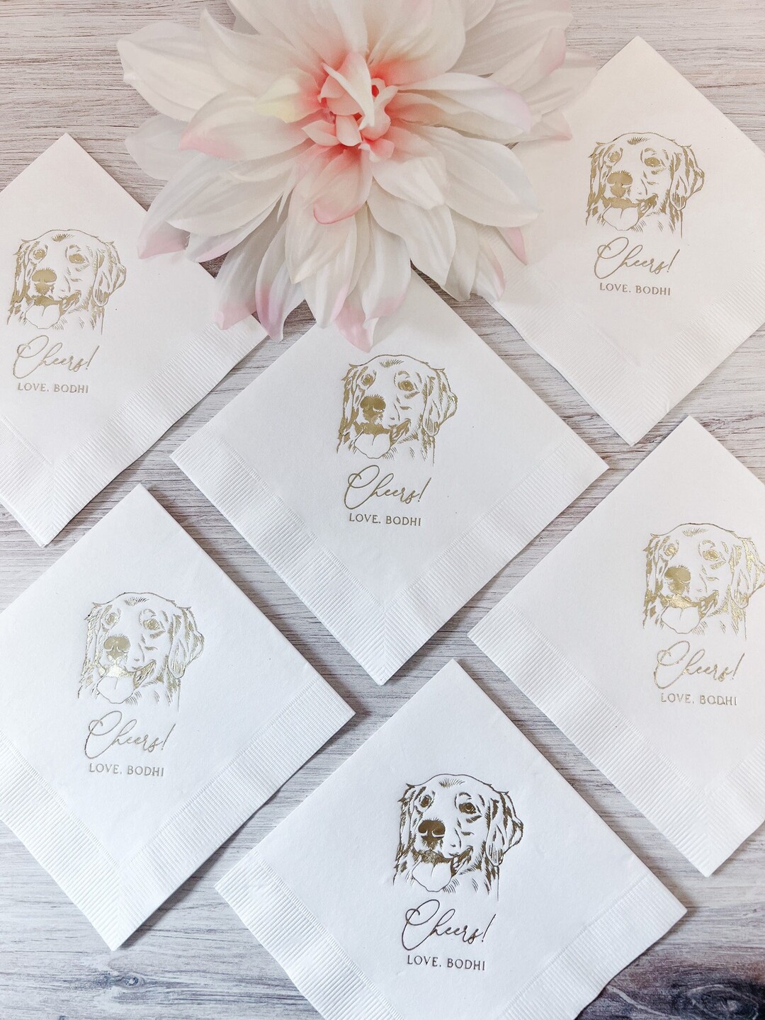Custom Illustrated Dog Wedding Napkins, Bridal Shower, Engagement Party ...