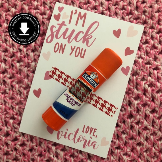 I'm Stuck on You - Editable DIY Printable Valentine's Day Card | DIY ...