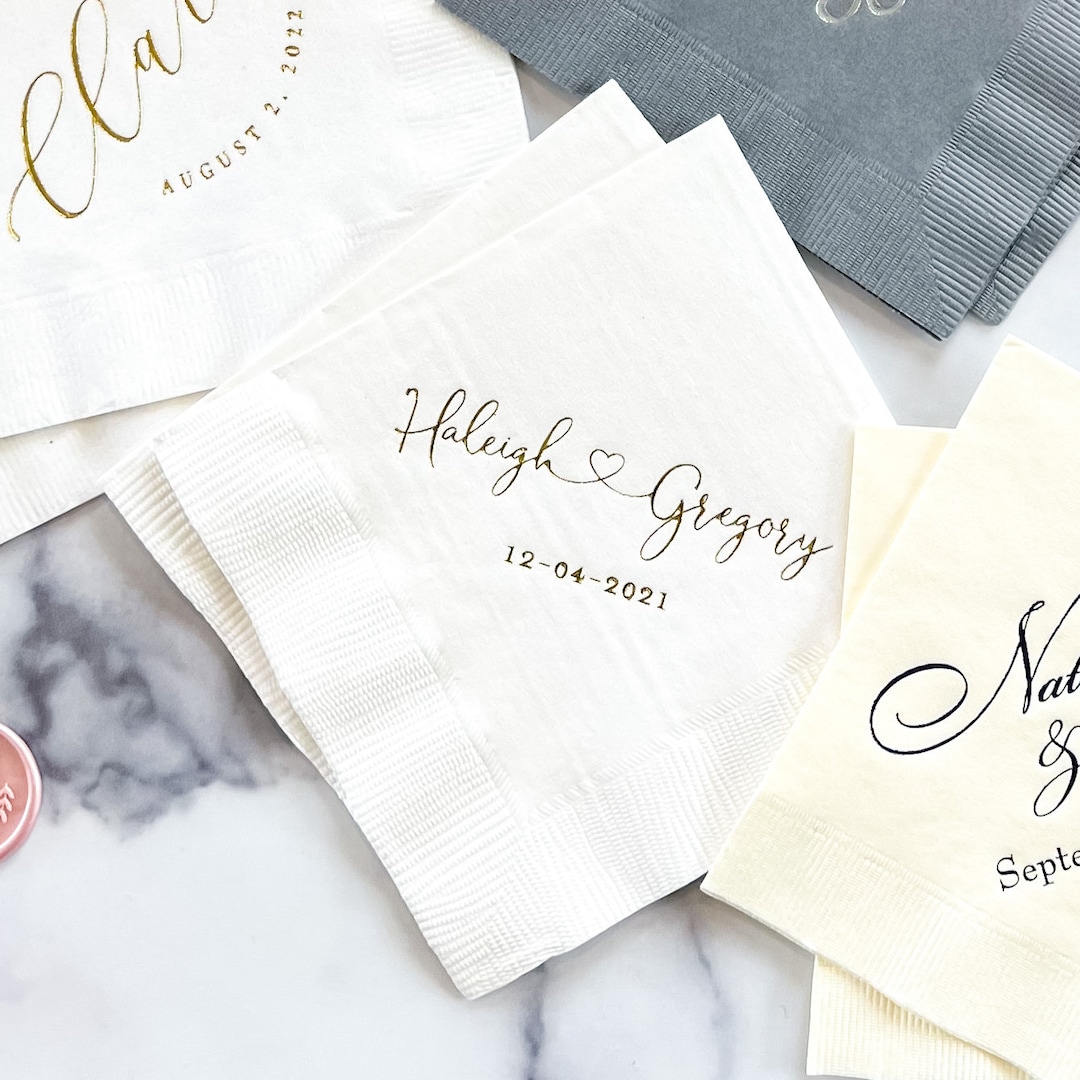 Personalized Wedding Napkins, Names With Heart Rehearsal Dinner ...