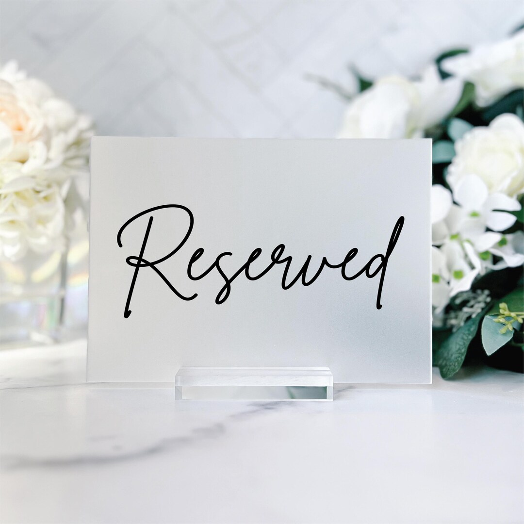 Wedding Acrylic Reserved Sign (custom Colors, Personalized Text) - Etsy