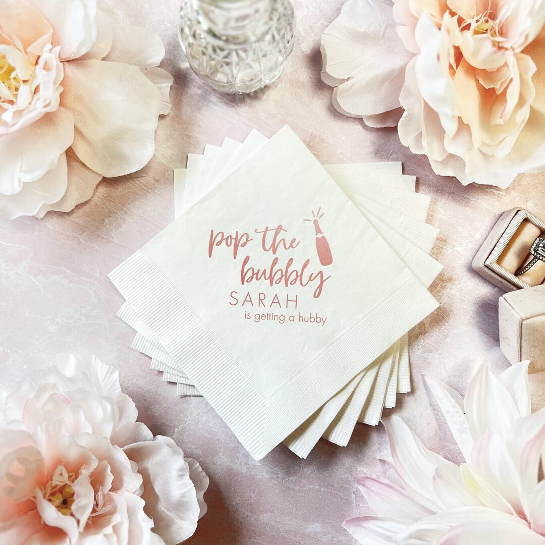 Pop the Bubbly Personalized Bridal Shower Napkins, Bridal Shower ...