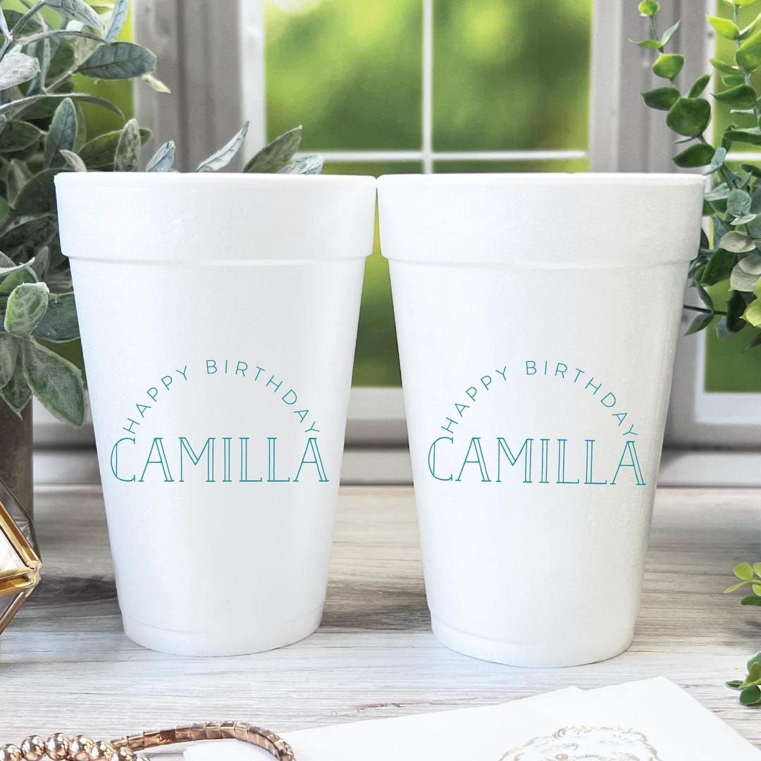 Rainbow Arch Birthday Foam Cups – Custom Party Cups for Kids Birthdays ...