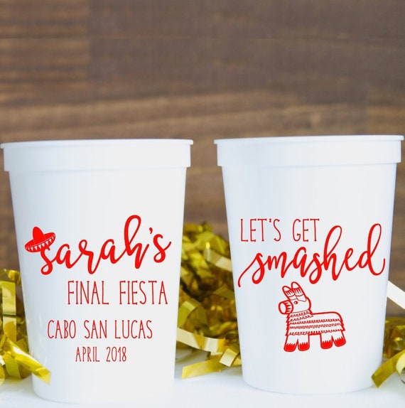 Let's Get Smashed Bachelorette Personalized Stadium Plastic Cups ...