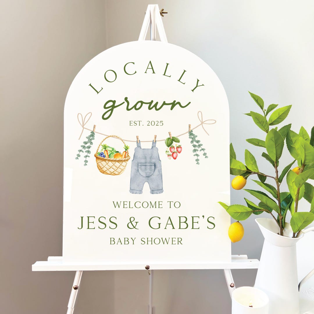 Locally Grown Baby Shower Personalized Acrylic Sign - Acrylic Baby ...