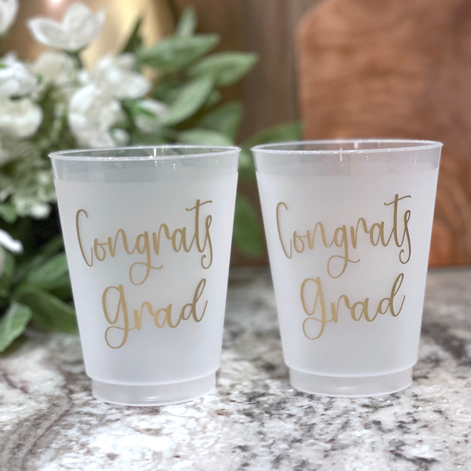 Congrats Grad Plastic Reusable Cups and Napkins Ready to Ship - Etsy