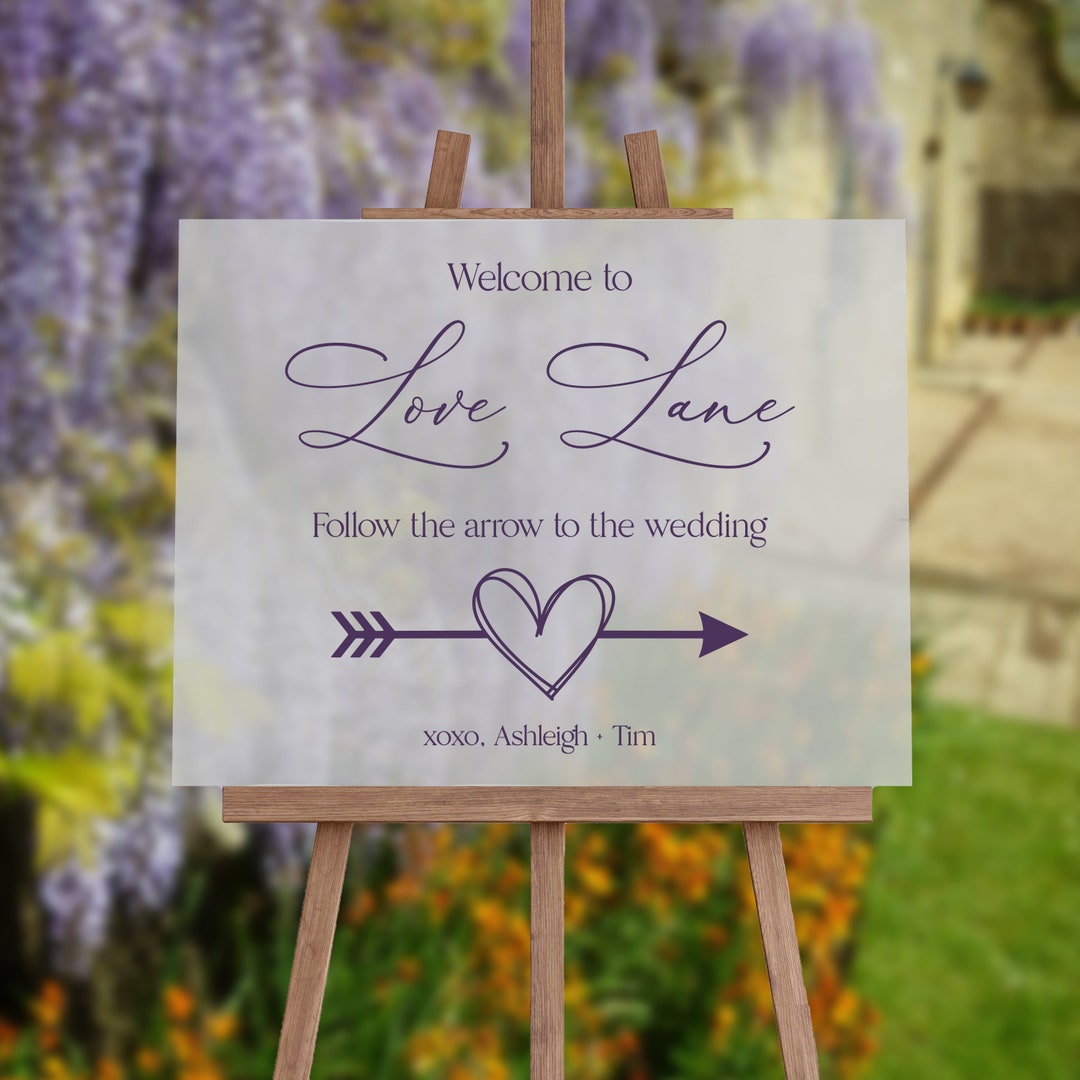 Whimsical Heart Directional Wedding Ceremony Sign, Wedding Acrylic Sign ...