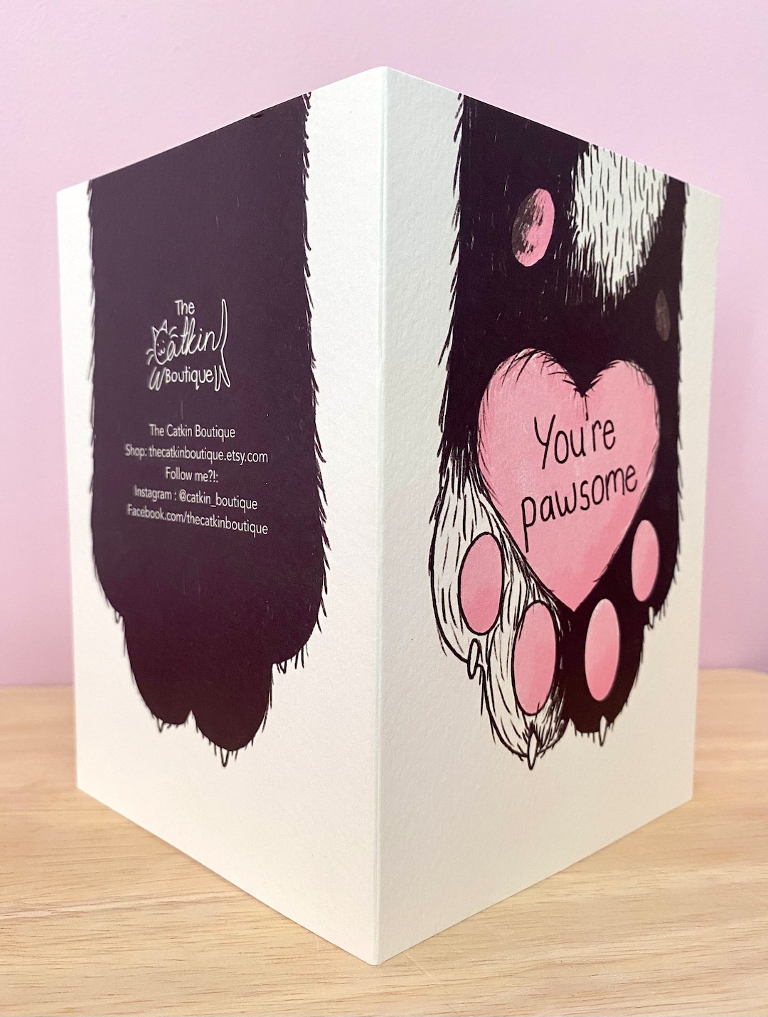 Cat Paw Card, You’re Awesome, Congratulations Card, Card for Partner ...