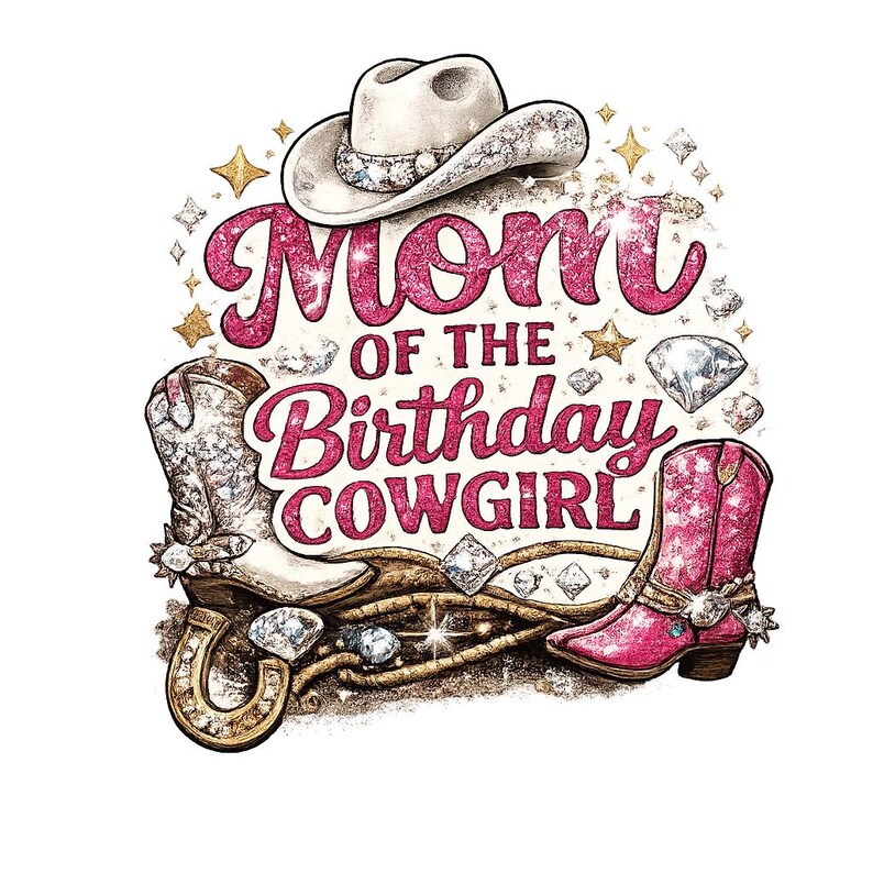 Mom of the Birthday Cowgirl Clipart PNG Bundle, 10 Western Birthday ...