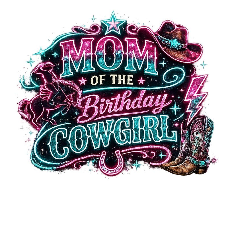 Mom of the Birthday Cowgirl Clipart PNG Bundle, 10 Western Birthday ...