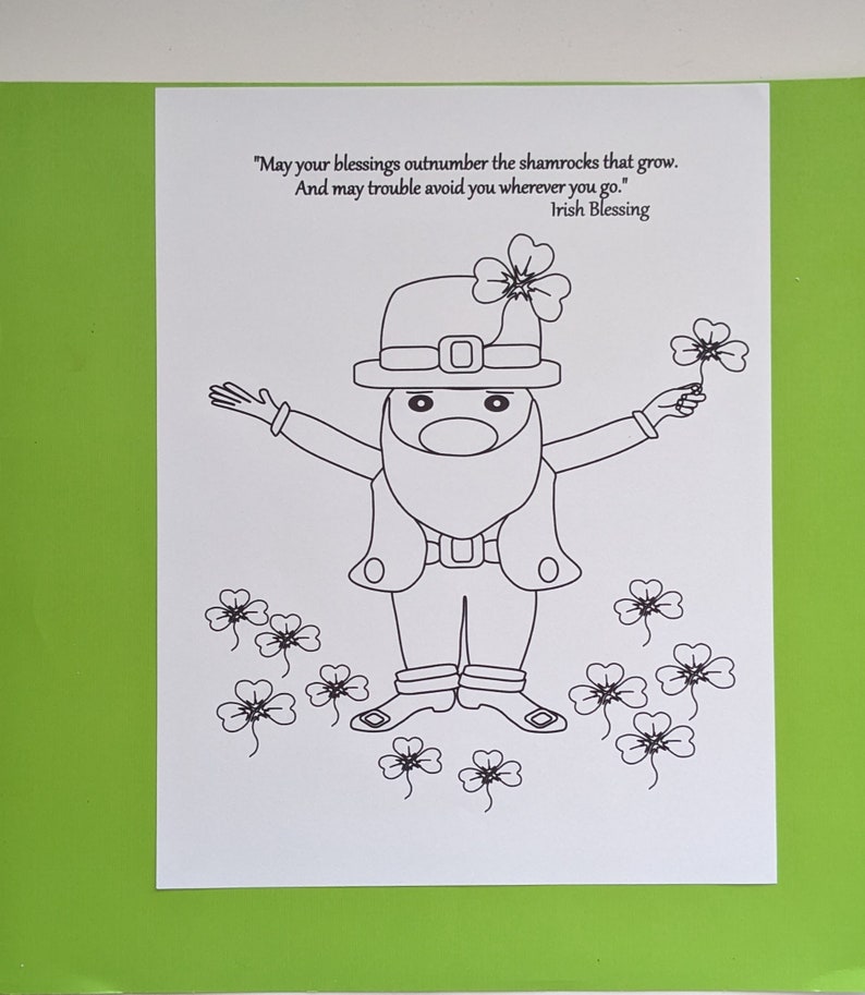 10 Printable Coloring Sheets. Activity for Children; Leprechaun Digital ...