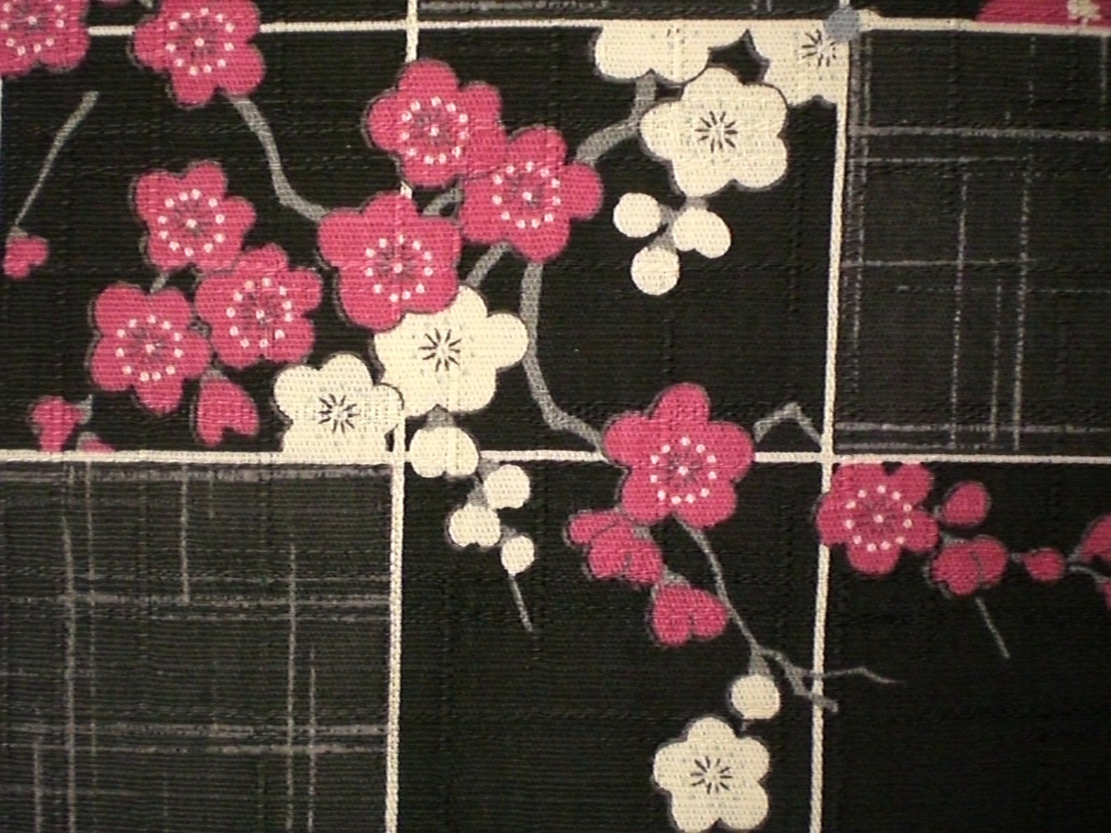 Black Cotton Fabric, Japanese Flower Kimono Pattern (1/2 Yard) - Etsy