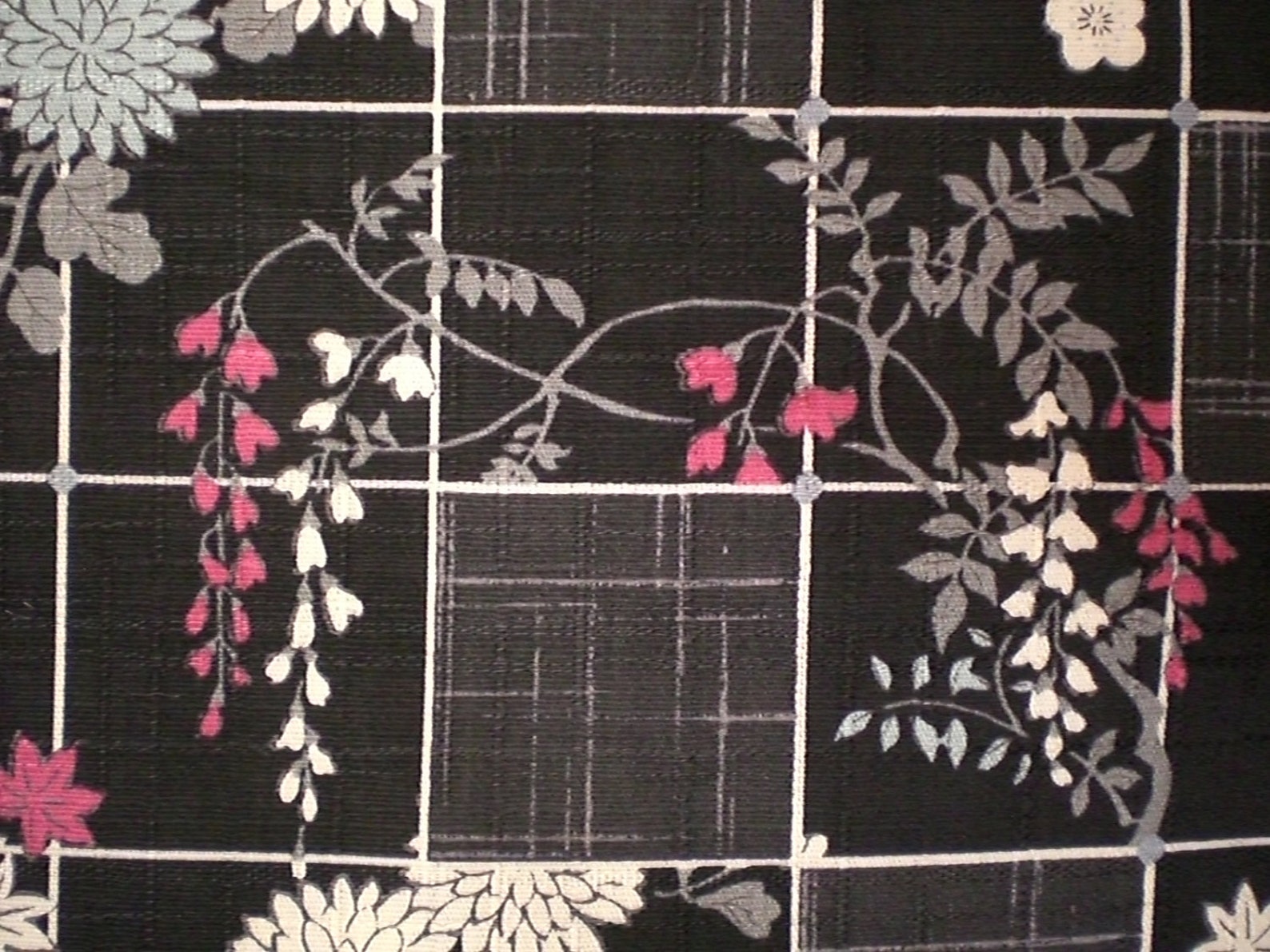 Black Cotton Fabric, Japanese Flower Kimono Pattern (1/2 Yard) - Etsy