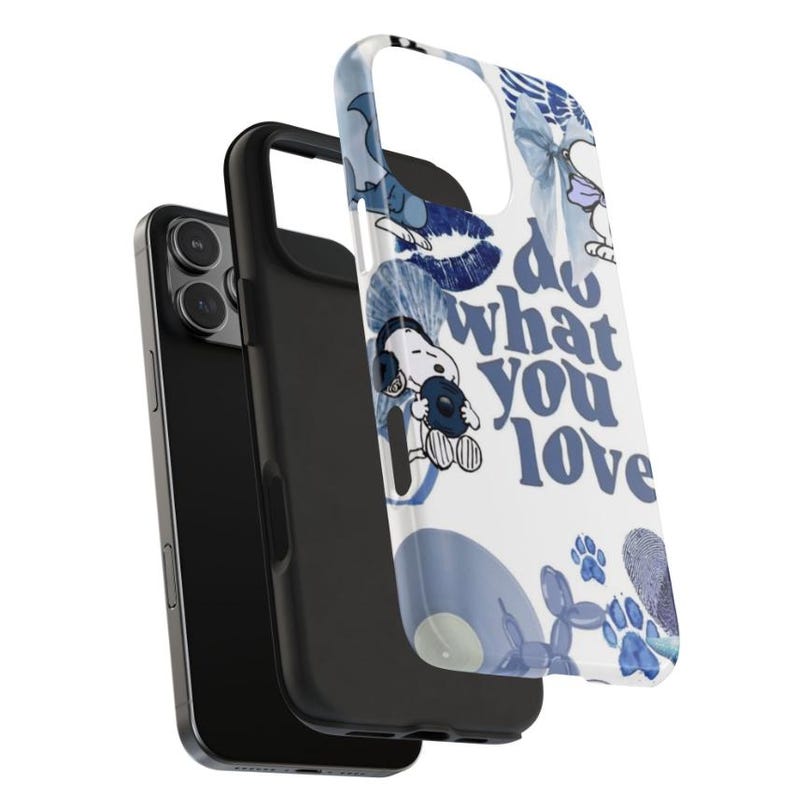Snoopy Blue Pattern iPhone 15 Pro Max Case, Durable Cartoon Accessory ...