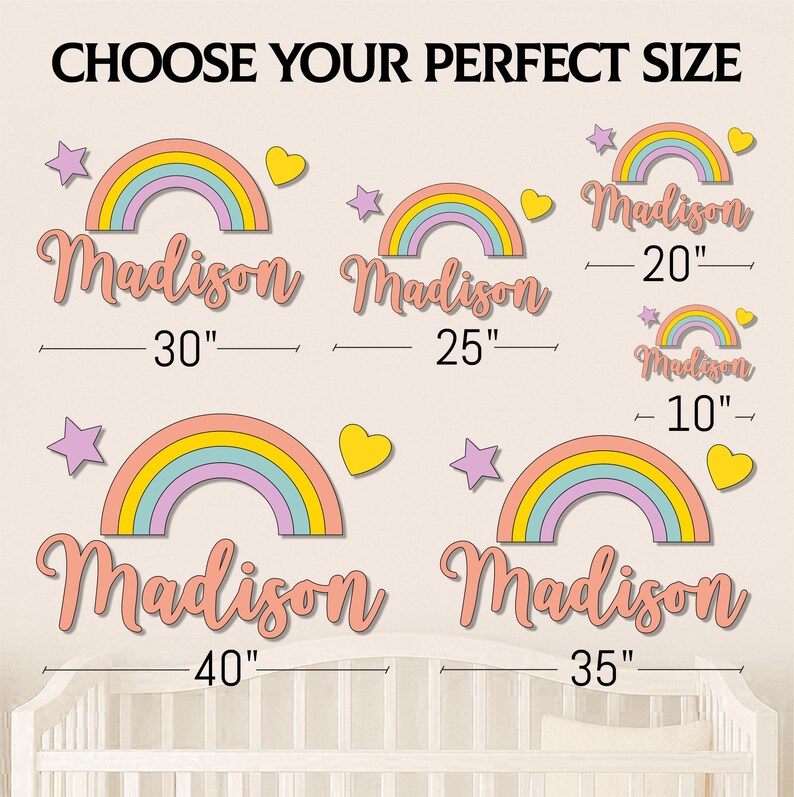 Rainbow Pastel Wooden Name Sign, Personalized Nursery Wall Art, Custom ...