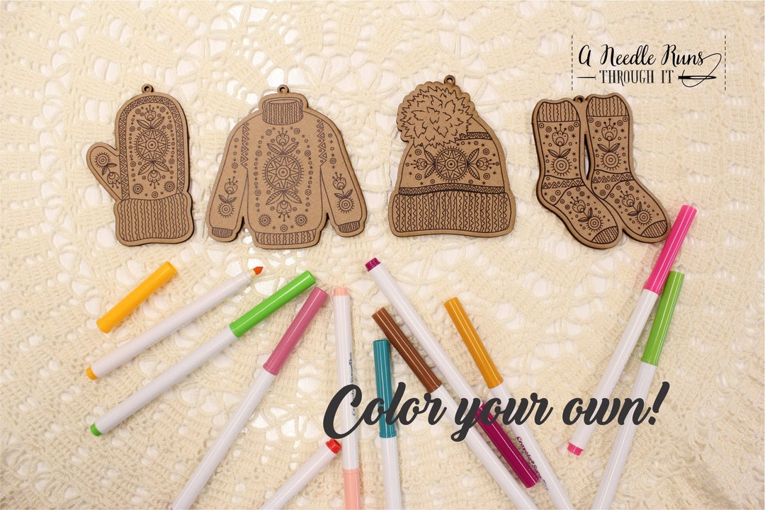 Color Your Own Holiday Tree Christmas Ornament, Wood Paint Your Own ...