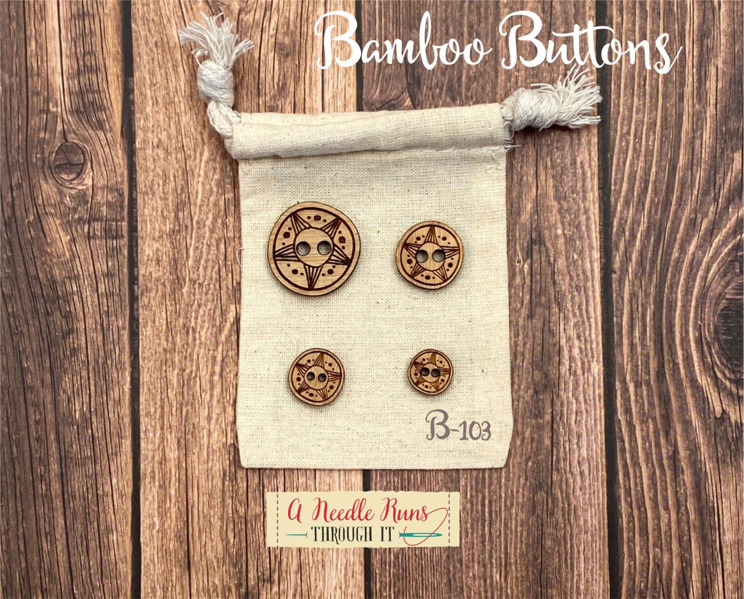 B-103 Wood Bamboo Buttons, Buttons for Knits, Knitting and Crochet ...