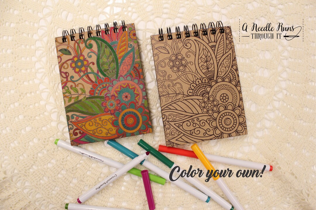 Color Your Own Wood Cover Notebook. Wooden Notebook to Color. Mandala ...