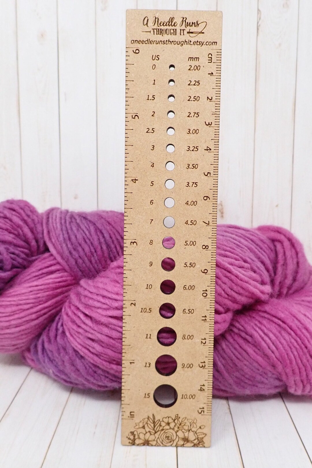 Combination Knitting Needle Gauge, Small Needle Gauge. 6 Ruler and ...