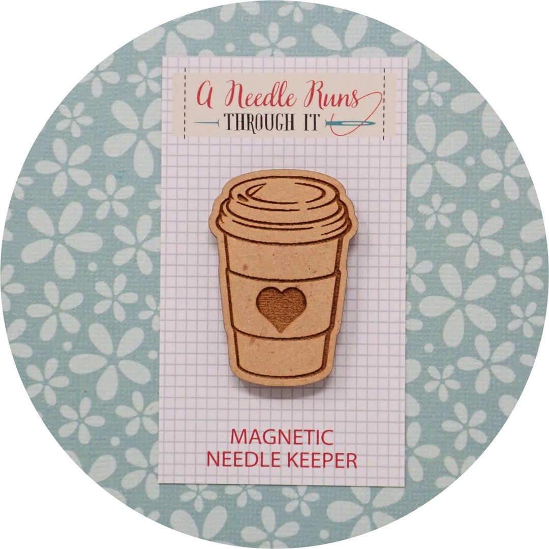 Cross Stitch Needle Minder, Coffee Cup, Wood Magnetic Needle Minder ...