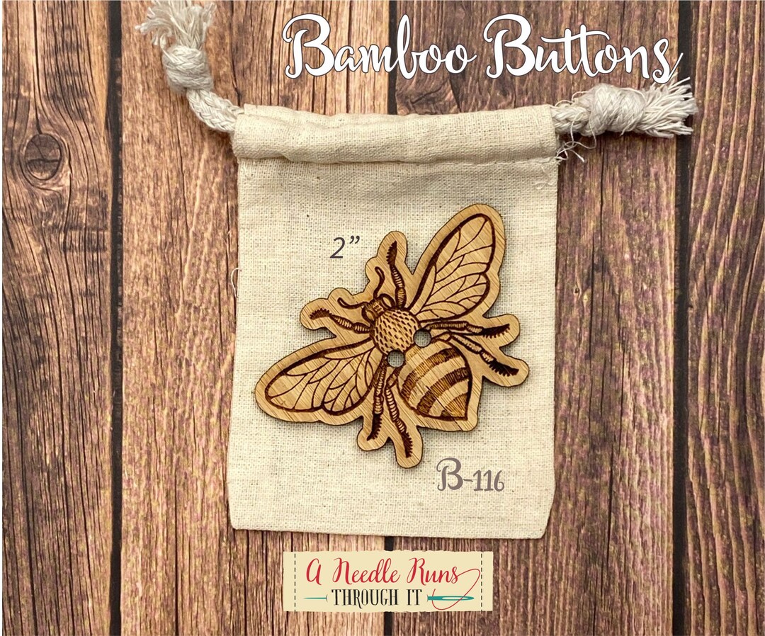 B-116 Large 2" Bamboo Bee Button,button Decoration,knitting and Crochet ...
