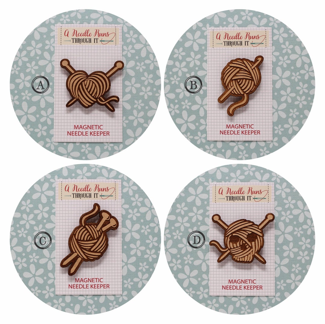 Knitting Needles, Crochet Hook With Yarn Cross Stitch Needle Minder ...